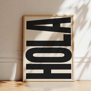 Hola Print | Typography Poster | Trendy Wall Art | Retro Spanish Poster ...