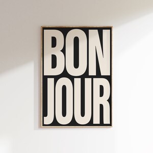 Bonjour Typography Print | Retro French Wall Art (digital Download) - Etsy