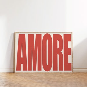 Amore Print | Typography Poster | Trendy Art | Retro Italian Type ...