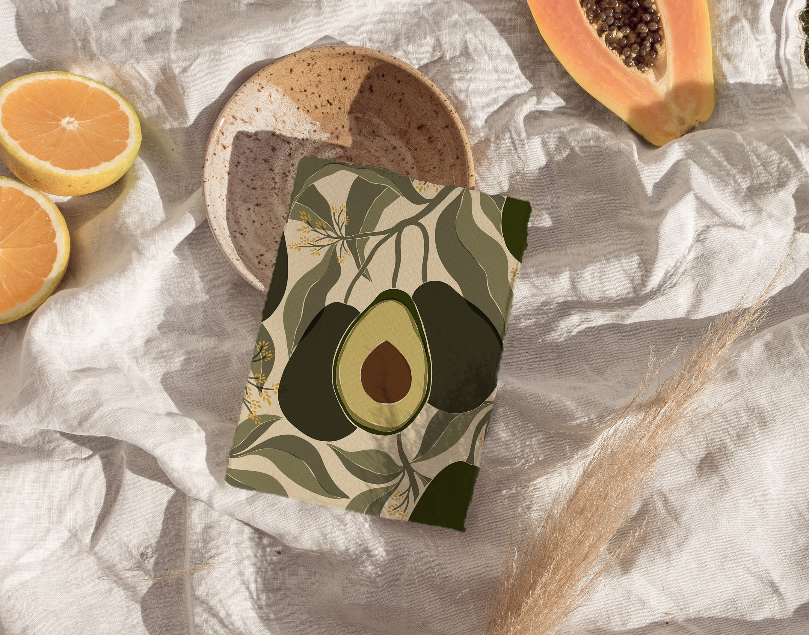 Avocados Print Abstract Wall Art Botanical Poster Avocado Illustration ...