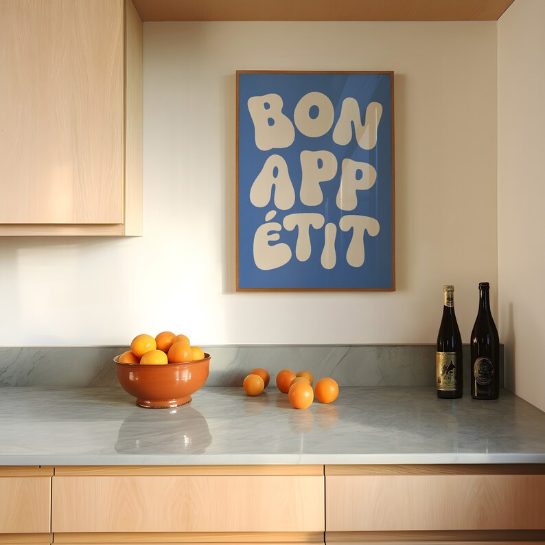 Bon Appetit French Art Print | Trendy Kitchen Wall Decor (digital ...