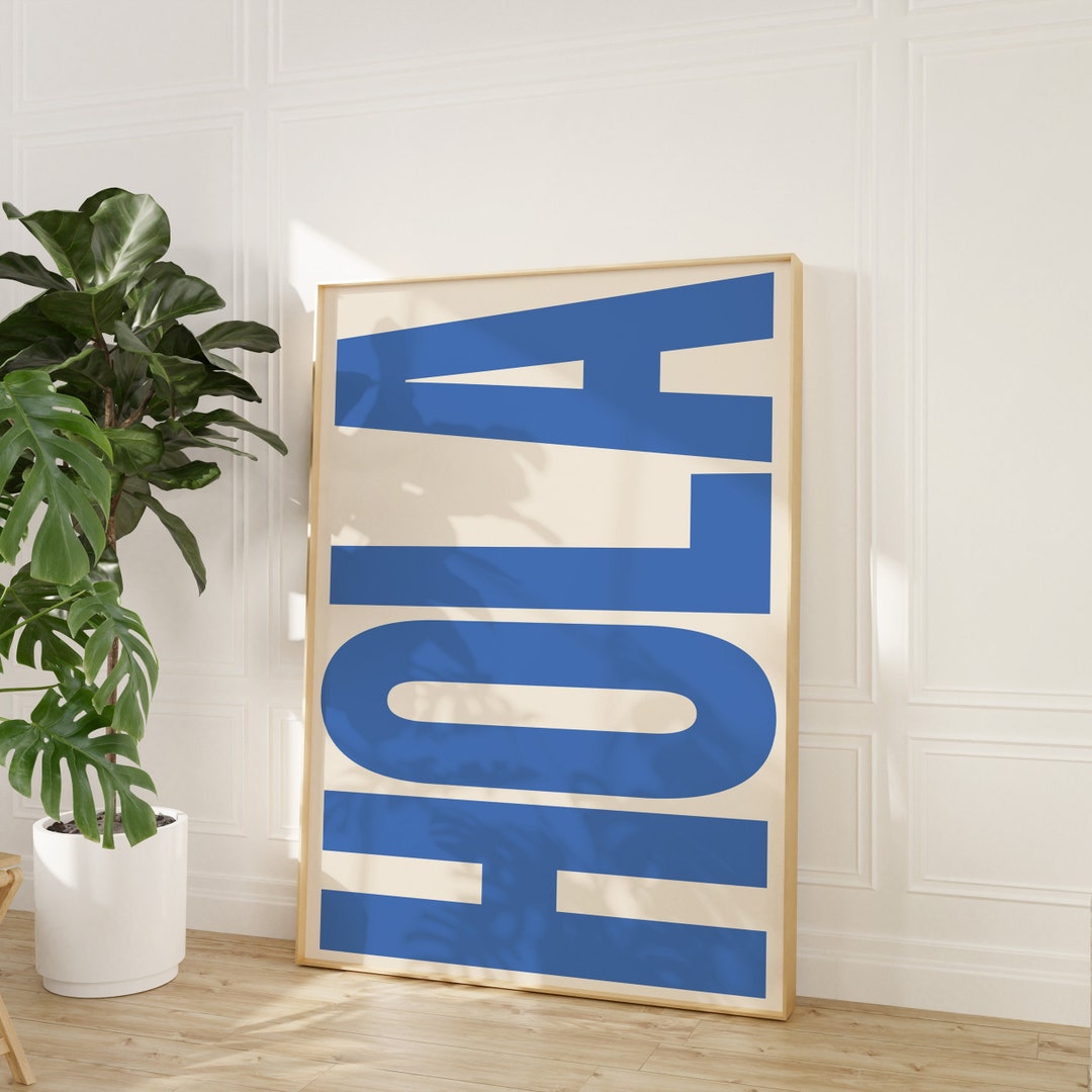 Hola Print | Typography Poster | Trendy Wall Art | Retro Spanish Poster ...