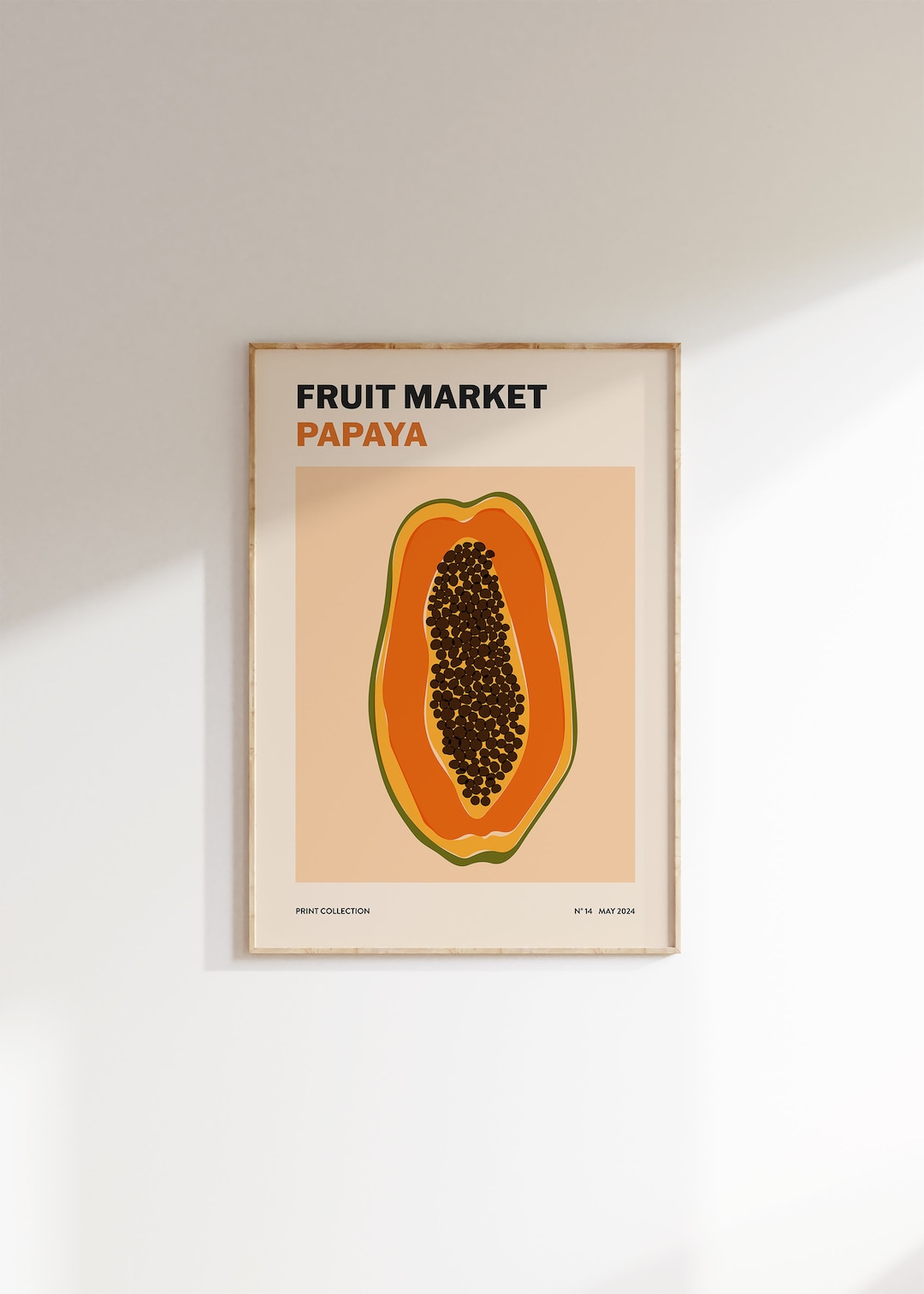 Papaya Fruit Market Print | Abstract Fruit Art | Trendy Poster | Papaya ...