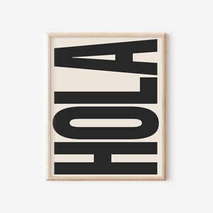 Hola Print | Typography Poster | Trendy Wall Art | Retro Spanish Poster ...