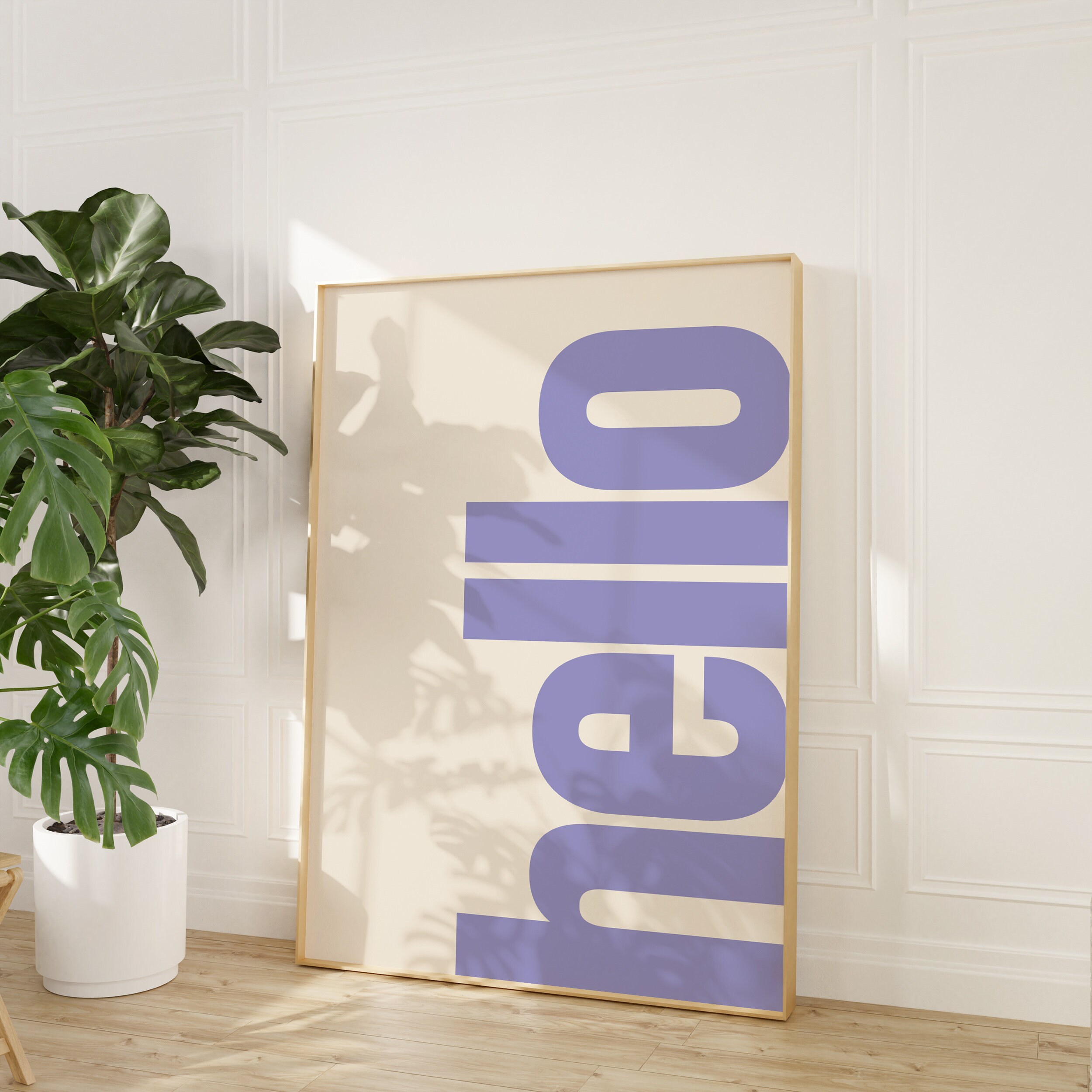 Hello Print Typography Poster Trendy Wall Art Retro Type Poster Neutral ...