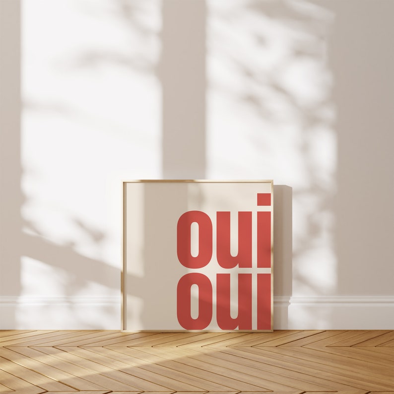 Oui Oui Red Typography Print | French Retro Wall Art (digital Download ...