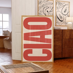 Ciao Print | Typography Poster | Trendy Wall Art | Italian Retro Poster ...