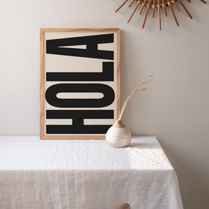 Hola Print | Typography Poster | Trendy Wall Art | Retro Spanish Poster ...