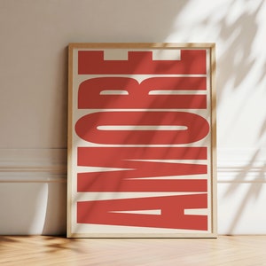Amore Print | Typography Poster | Trendy Art | Retro Italian Type ...