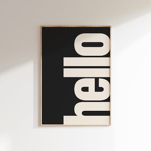 Hello Print | Typography Poster | Trendy Wall Art | Retro Type Poster ...
