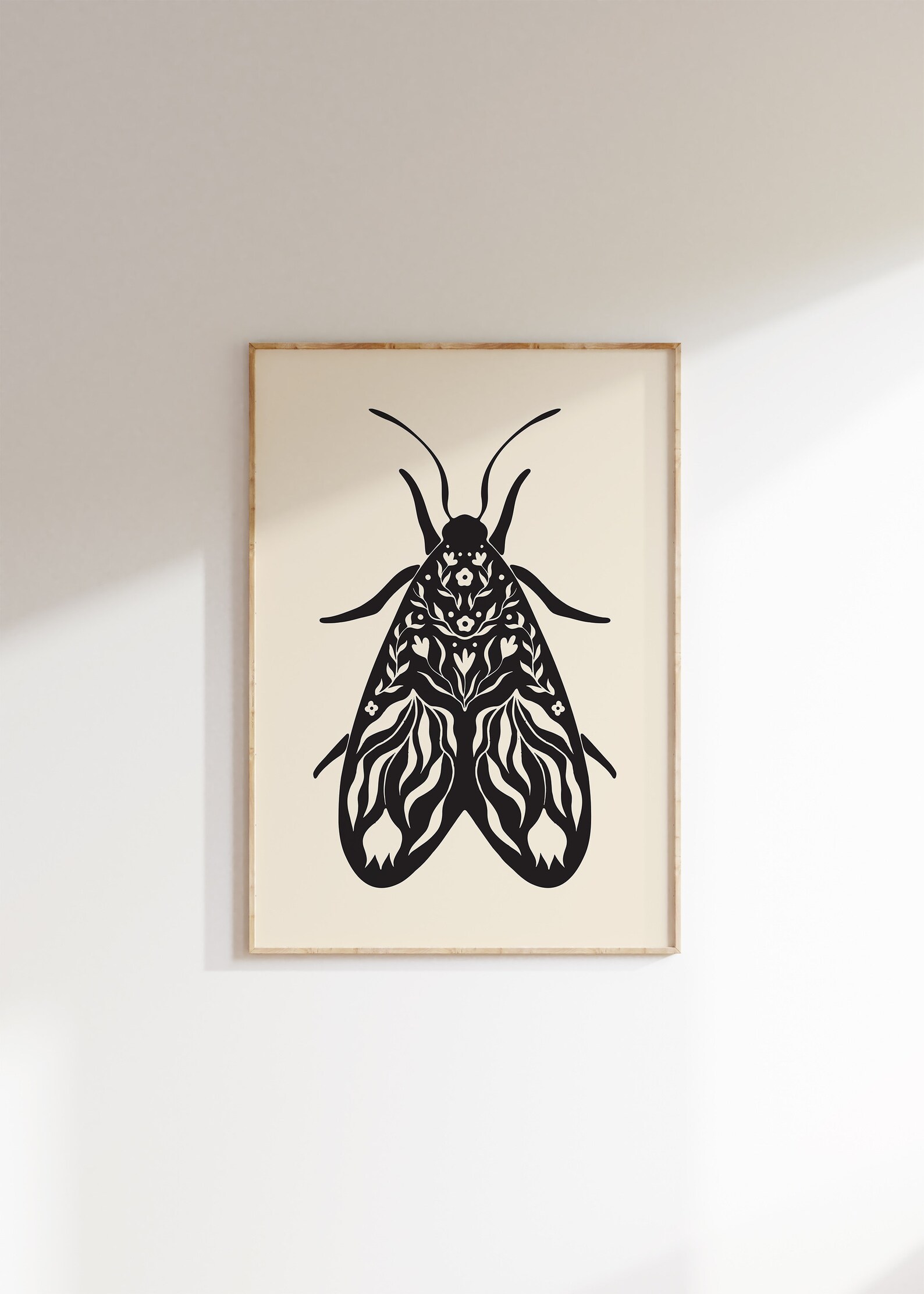Folk Art Moth Cottagecore Decor Scandinavian Folk Art Floral ...