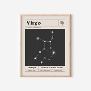 Virgo Star Constellation Art Print | Zodiac Constellation Wall Art ...