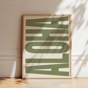 Aloha Typography Print | Green Retro Hawaiian Wall Art (digital ...