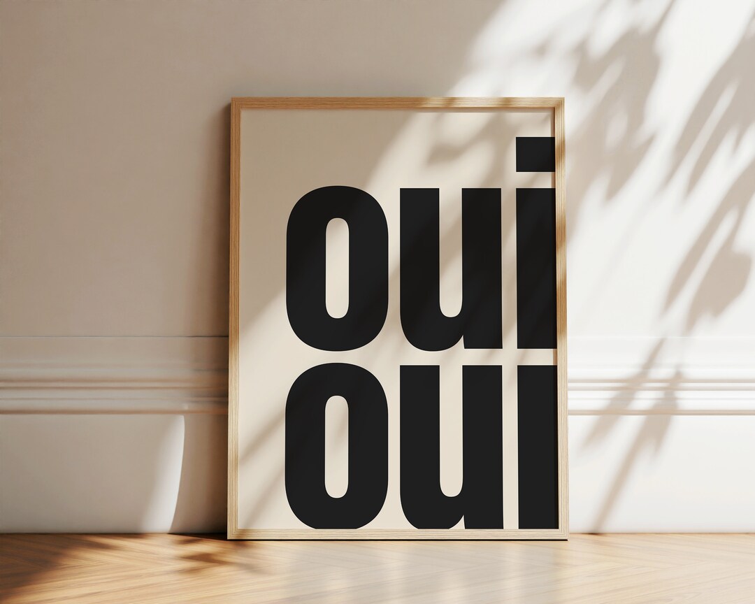 Oui Oui Print Typography Poster Trendy Wall Art French Retro Poster ...