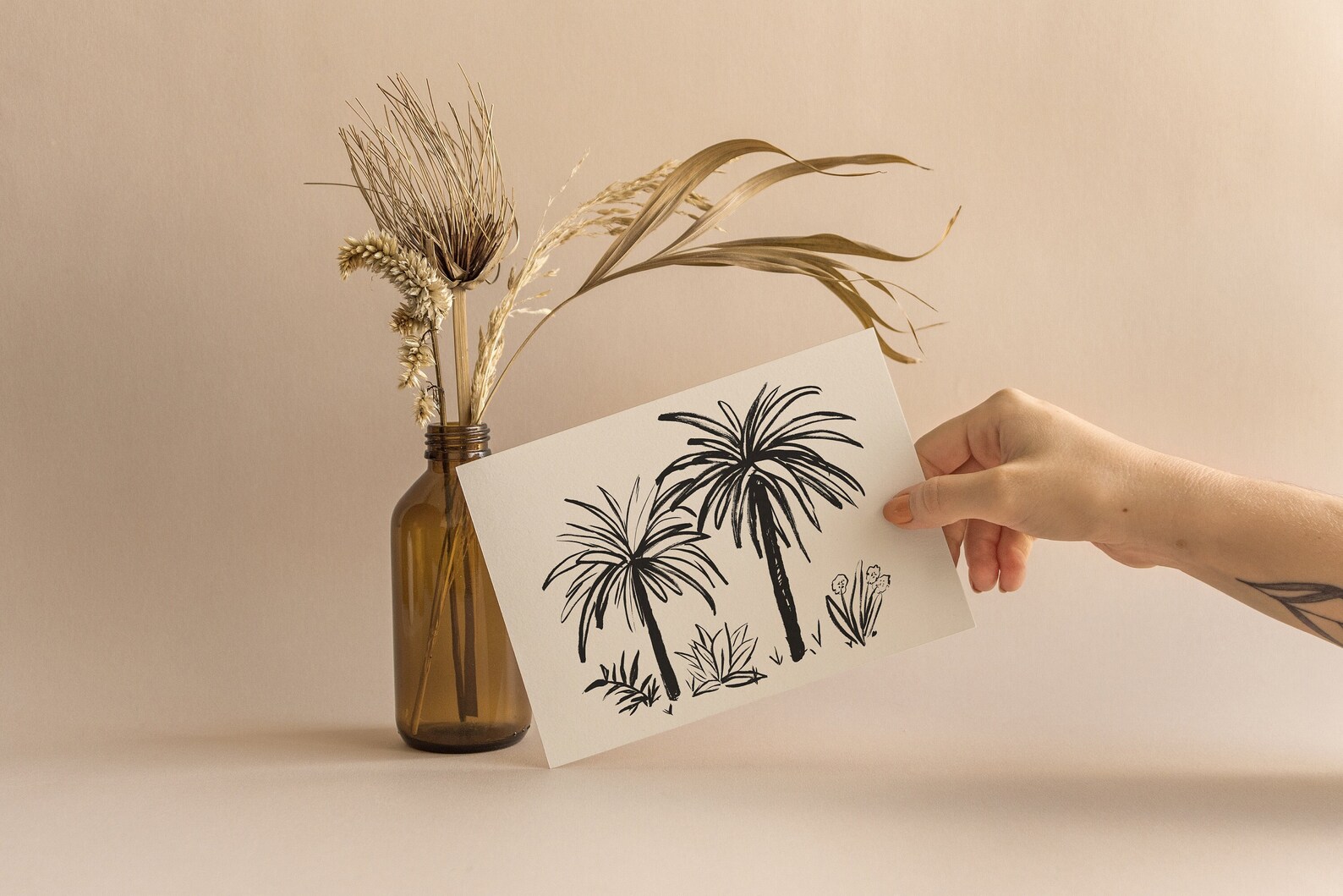Palm Tree Art Print Botanical Ink Drawing Minimalist Tropical Botanical ...