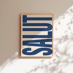 Salut Print | Typography Poster | Trendy Wall Art | Retro French Poster ...