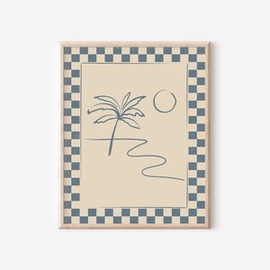 Palm Tree Beach Scene Print | Summer Print | Seashore Ink Drawing ...