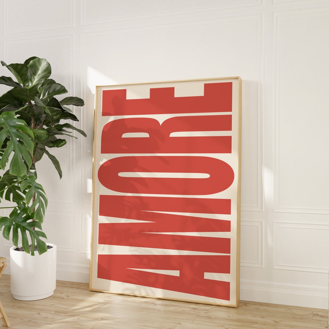 Amore Print | Typography Poster | Trendy Art | Retro Italian Type ...