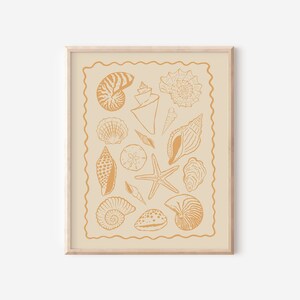 Seashells Art Print Summer Shells Print Seashell Ink Drawing Coastal ...