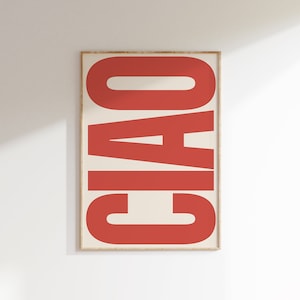 Ciao Print | Typography Poster | Trendy Wall Art | Italian Retro Poster ...