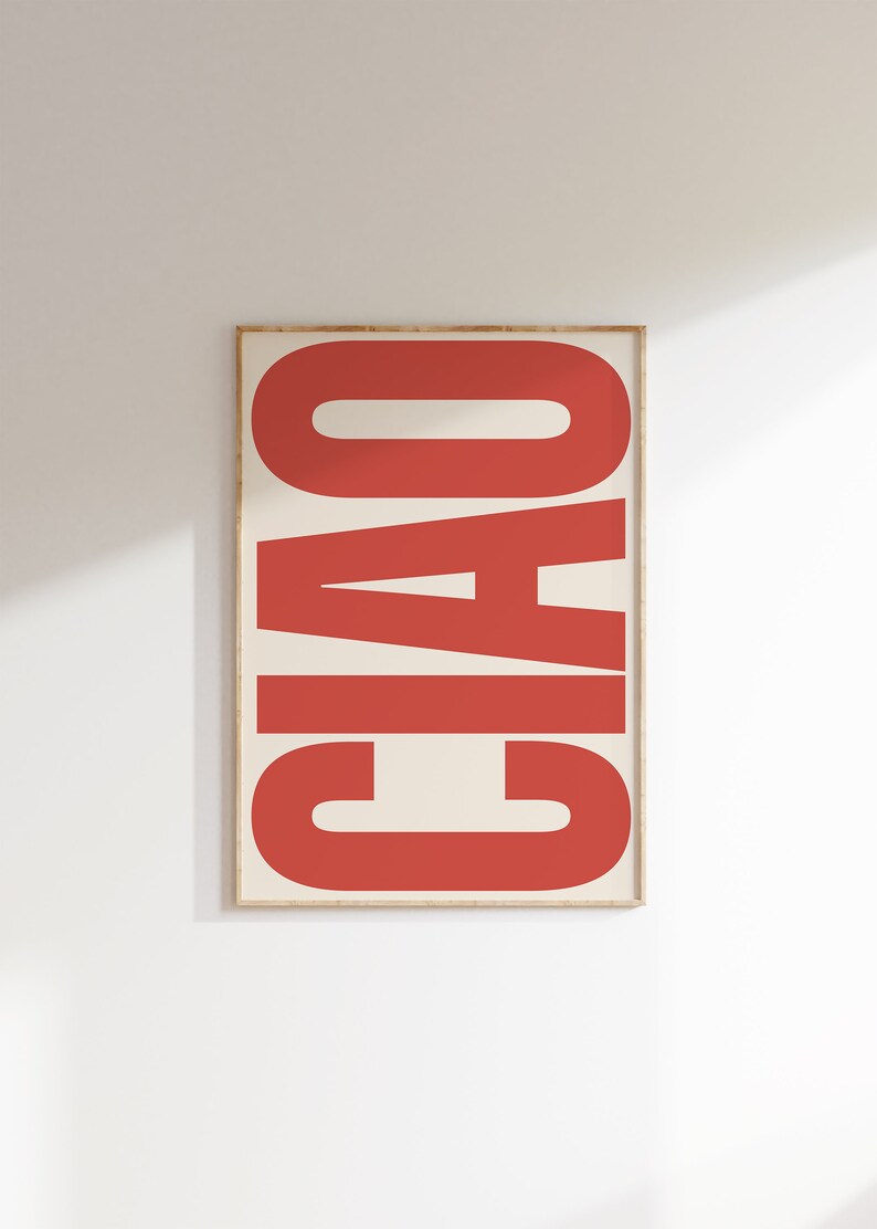 Ciao Typography Print | Italian Red Retro Wall Art (digital Download ...