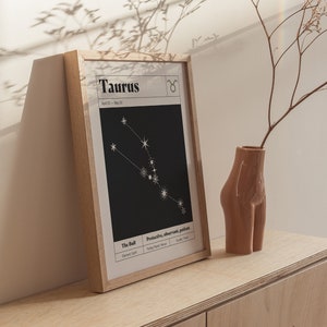 Taurus Star Constellation Art Print | Zodiac Constellation Wall Art ...