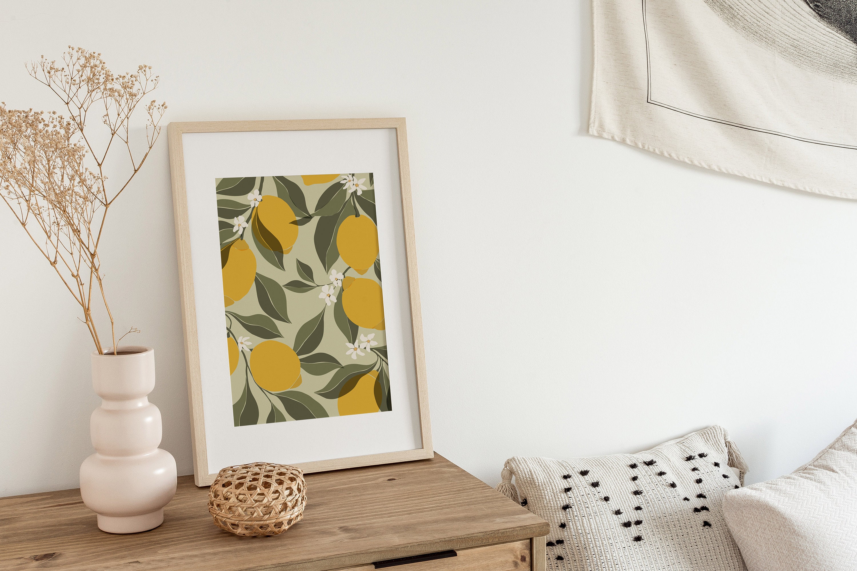 Lemons Print Abstract Wall Art Botanical Poster Lemon - Etsy