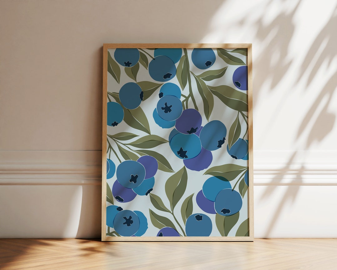 Blueberries Print | Abstract Wall Art | Botanical Poster | Blueberry ...