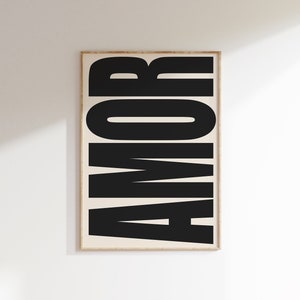 Amor Print Typography Poster Trendy Art Retro Spanish Type Poster Love ...