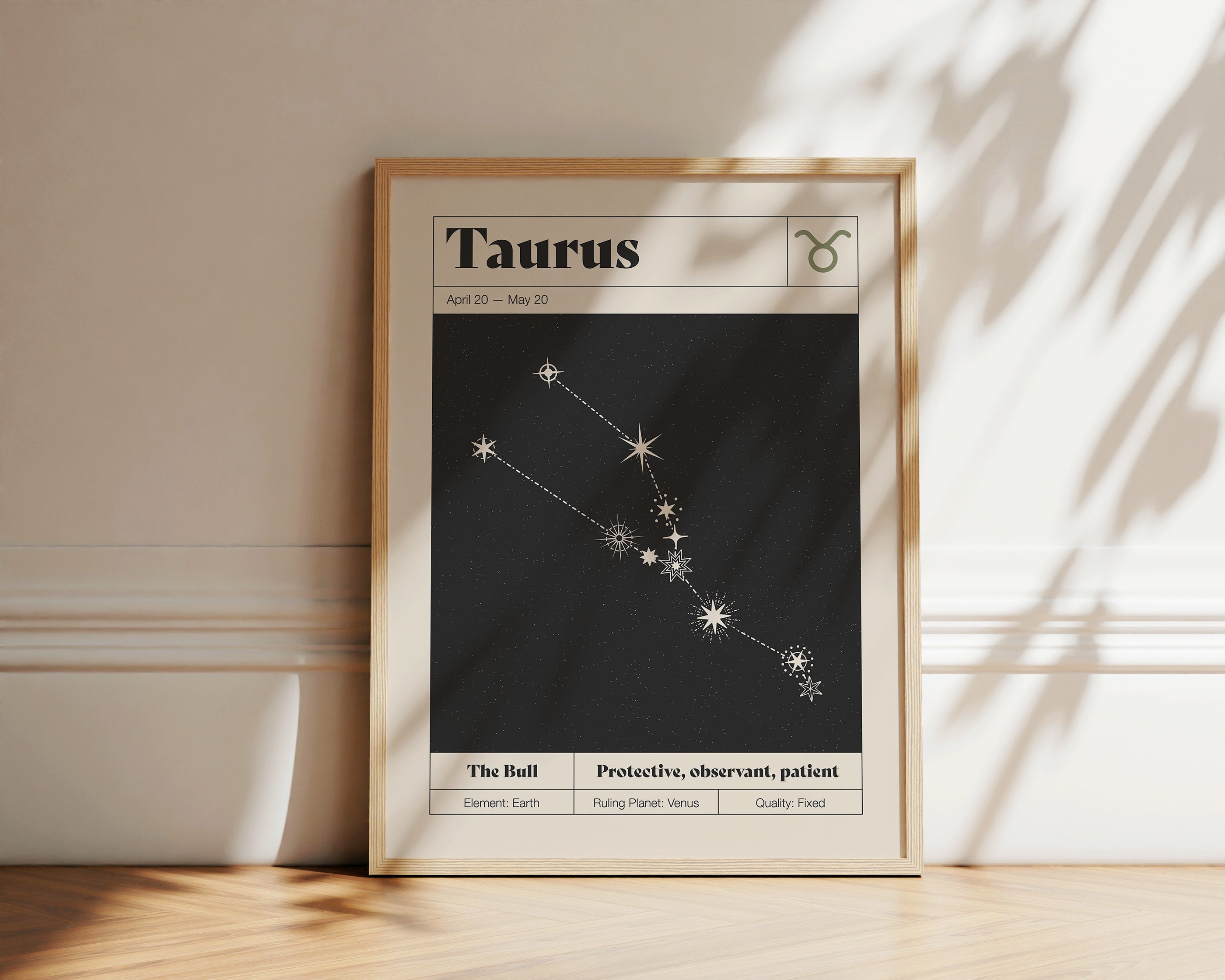 Taurus Star Constellation Art Print Zodiac Constellation Wall Art ...