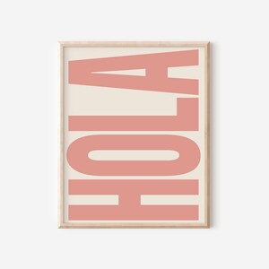 Hola Print | Typography Poster | Trendy Wall Art | Retro Spanish Poster ...
