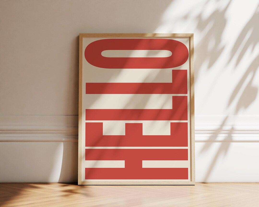 Hello Print Typography Poster Trendy Art Retro Poster Welcoming Wall ...