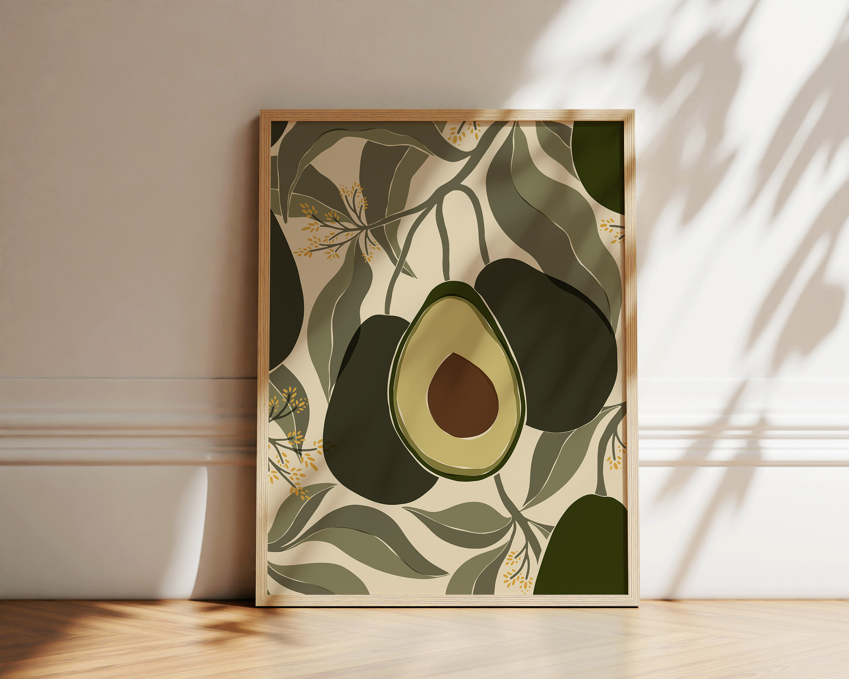 Avocados Print Abstract Wall Art Botanical Poster Avocado Illustration ...