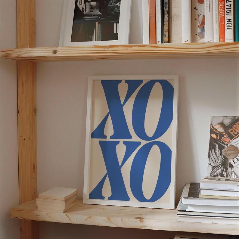 Blue XOXO Art Print | Retro Typography Poster (digital Download) - Etsy