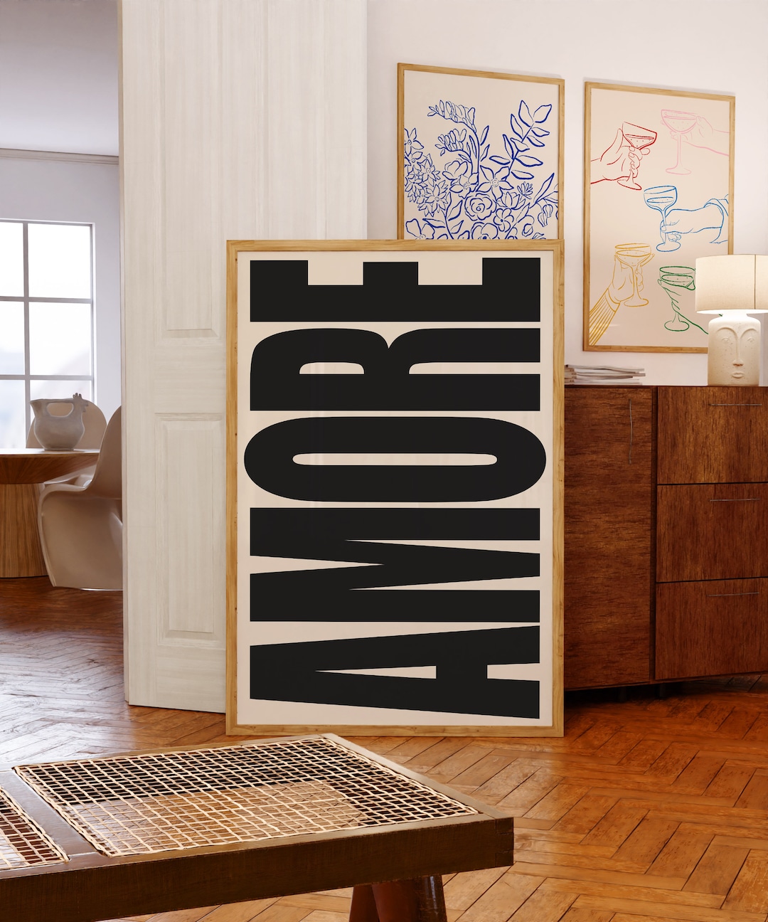 Amore Print | Typography Poster | Trendy Art | Retro Italian Type ...