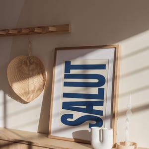 Salut Print | Typography Poster | Trendy Wall Art | Retro French Poster ...