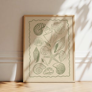 Seashells Art Print | Summer Shells Print | Seashell Ink Drawing ...