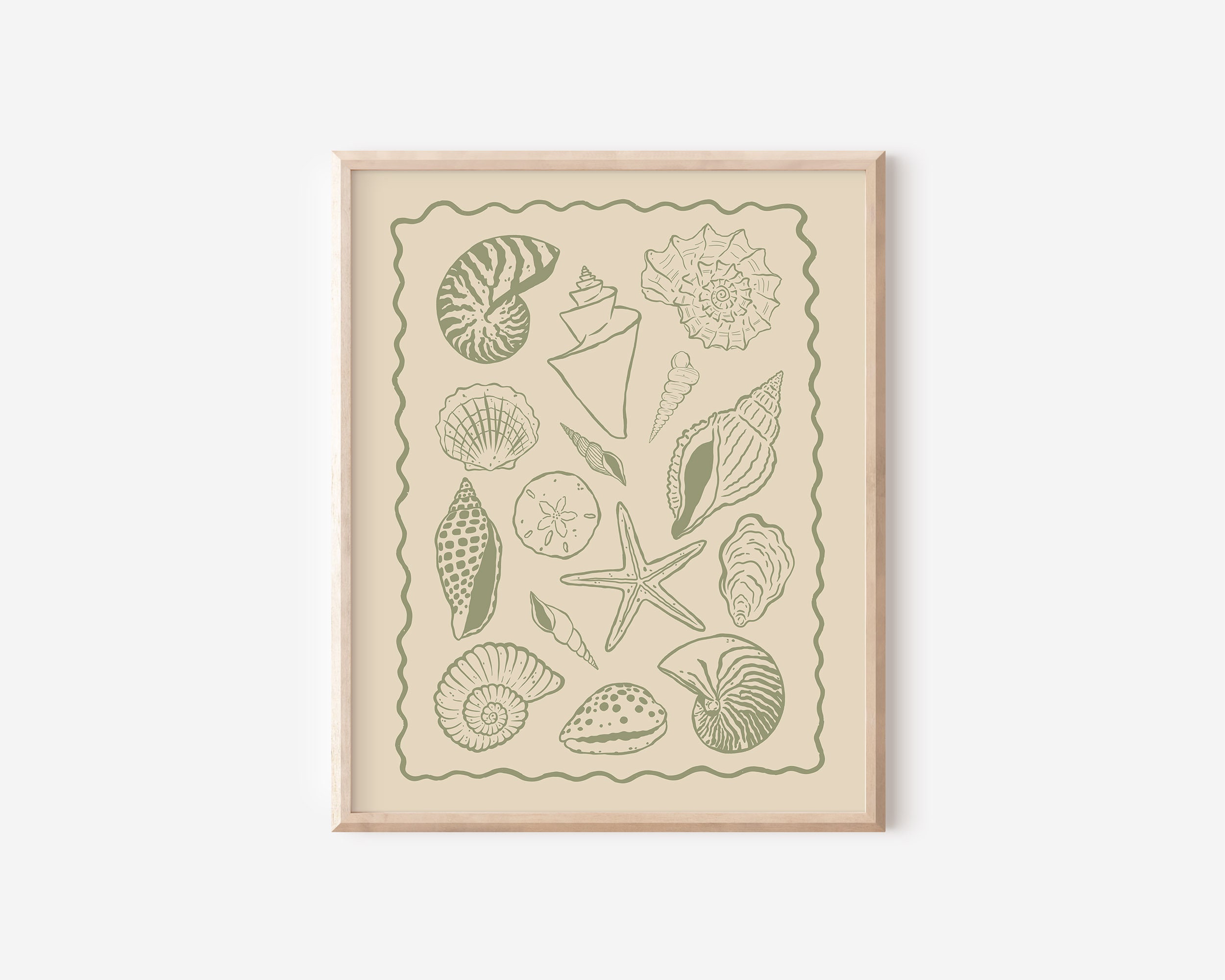 Seashells Art Print | Summer Shells Print | Seashell Ink Drawing ...