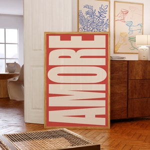 Amore Print | Typography Poster | Trendy Art | Retro Italian Type ...