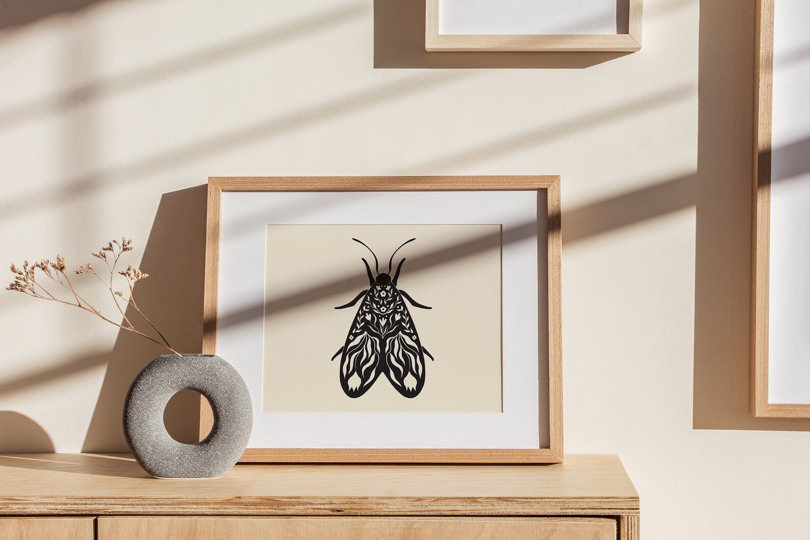 Folk Art Moth Cottagecore Decor Scandinavian Folk Art Floral ...