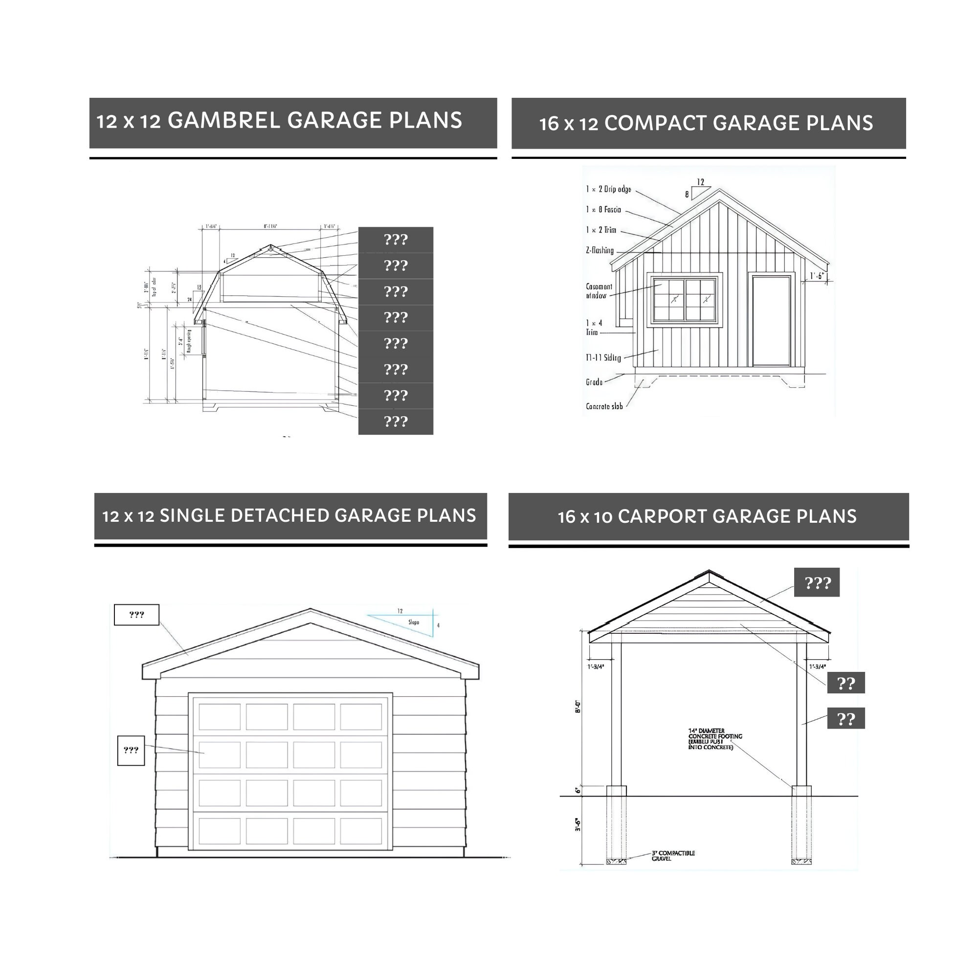 Modern DIY Garage Shed House Set Plans, Home Building Blueprints for ...
