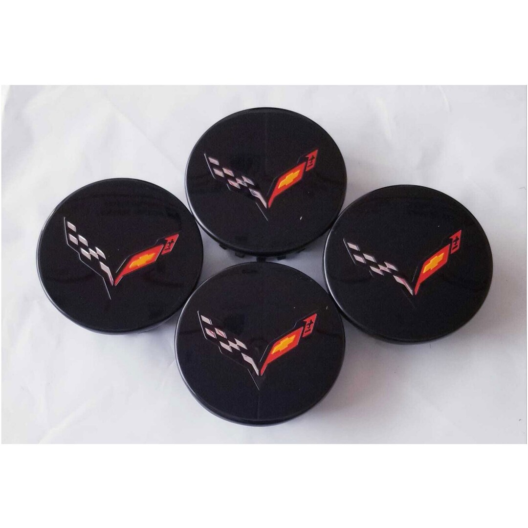4pcs 2008 2013 Flag Black Wheel Center Hubcap Caps for C6 Corvette 2.7 ...