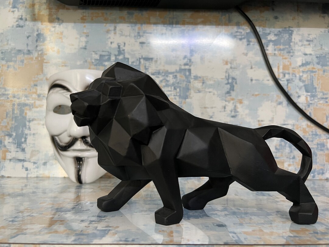 Decorative Lion Figurine Design Lion Statue Geometric Decorative ...