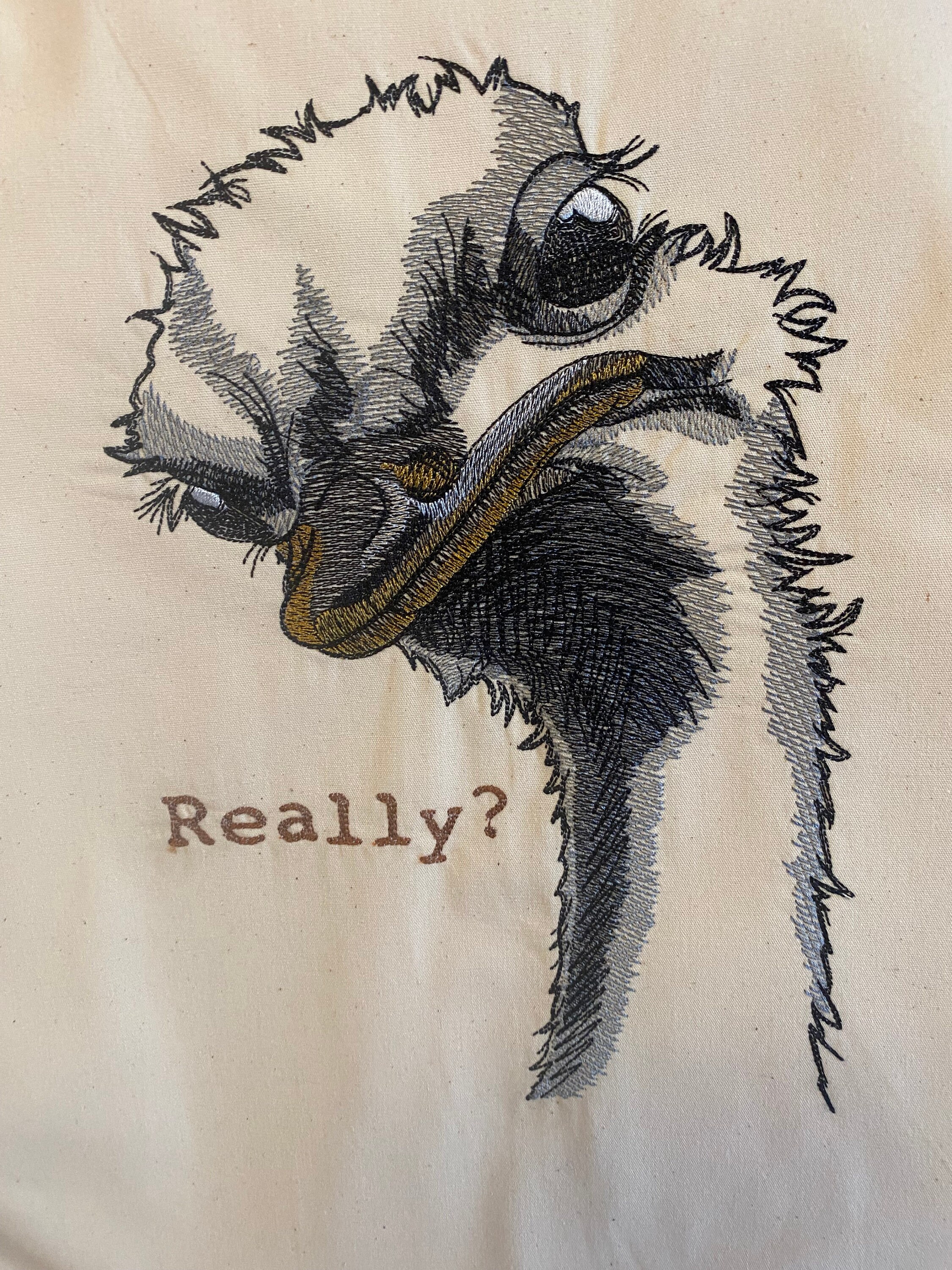 Embroidered Tote Bag Emu/ Ostrich - Etsy