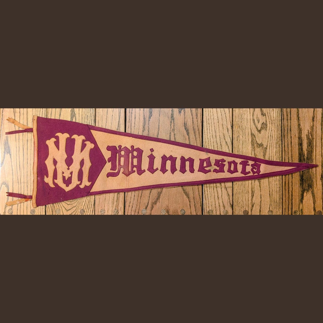 Oversized Antique Early 1900's University of Minnesota Felt Pennant ...