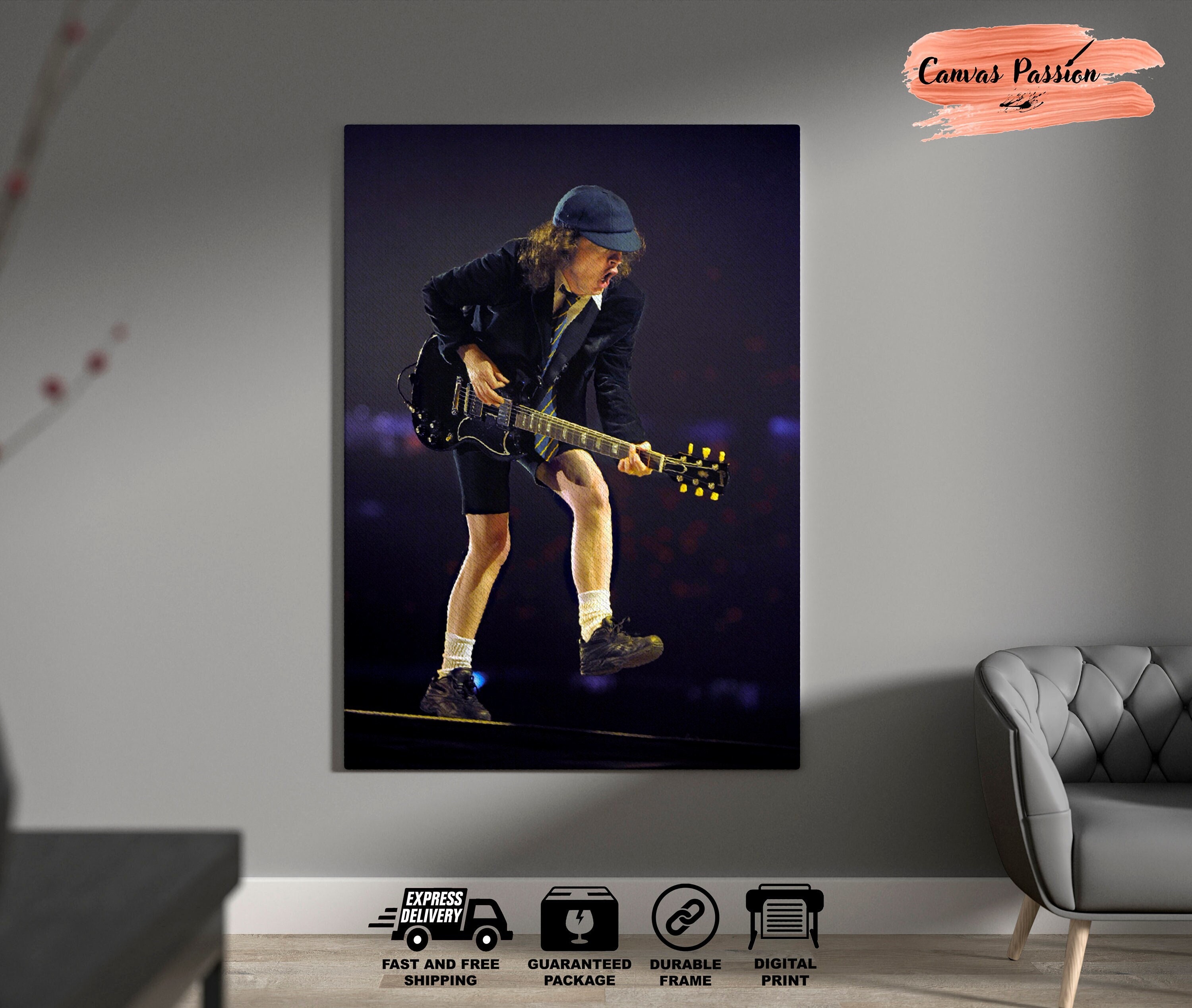 Famous Guitarist Icon Canvas Poster, Legend Rock Music Icon Poster ...