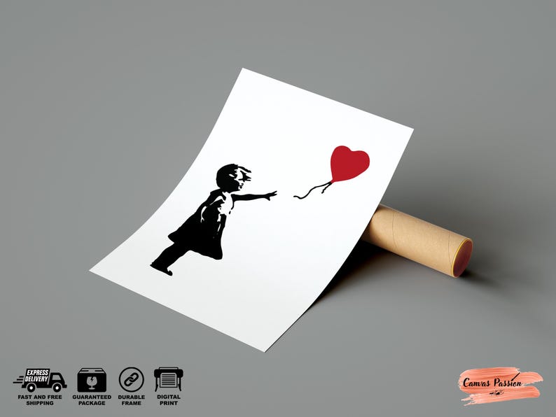 Banksy Red Balloon Art, Girl With Heart Canvas, Banksy Graffiti Wall ...