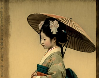 Edo Period Japanese Geisha Walking Japanese Print Line Art Japanese Art ...