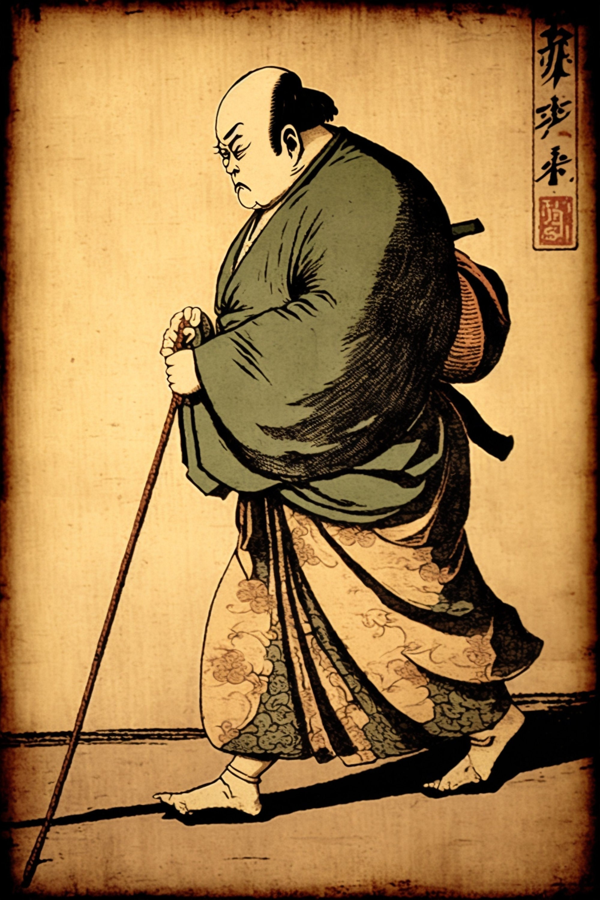 Japanese Man Edo Period Japanese Print Line Art Japanese Art, Woodblock ...