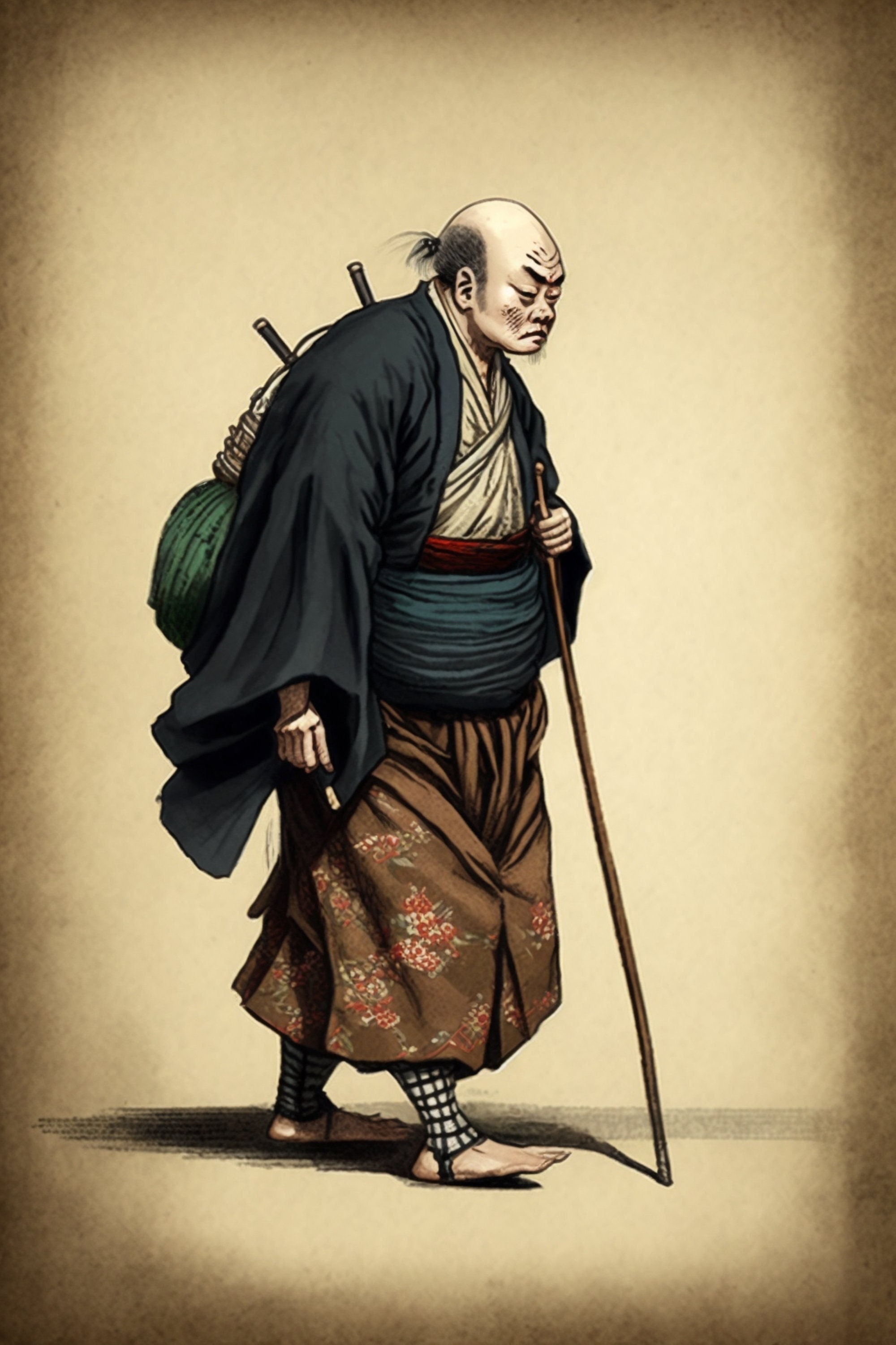 Japanese Man Edo Period Japanese Print Line Art Japanese Art, Woodblock ...